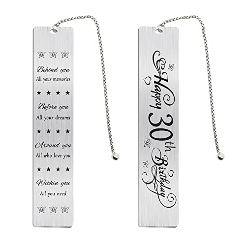 Jzxwan Happy 30th Birthday Gifts for Women Men, 30 Year Old Birthday Bookmark Gift for Him Her, 30 Birthday Decorations