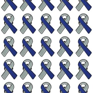 Jeirles Wholesale 25 Pc Gray & Blue Type 1 Diabetes Awareness Quality Enamel Ribbon Pins With Clutch Clasp -25 Pins - Show Your Support For Type 1 Diabetes Awareness