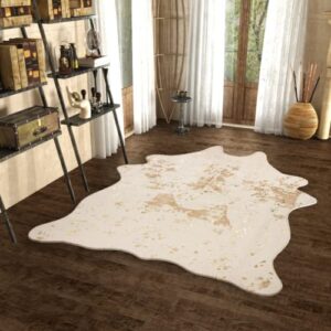 j.thbro faux cowhide rug faux fur rug animal shaped area rug cow print area rug for living room home decor rug 4.92 ft * 6.56 ft