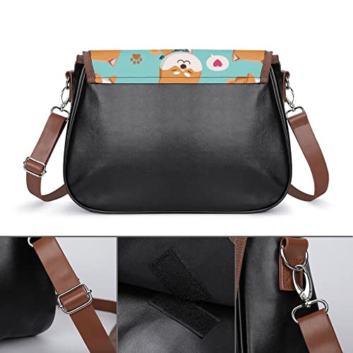 Shiba Inu Love Women's PU Leather Purses Soft Crossbody Bag Shoulder Handbags