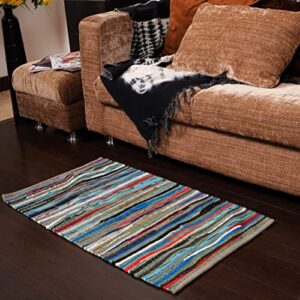 HOMEMONDE Multi 20x32 Inch Chindi Rugs Entryways Small Doormats Carpet Rustic Farmhouse Eco-Friendly Bohemian Area Rug