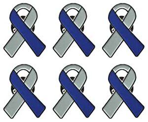 10 Pc Gray & Blue Type 1 Diabetes Awareness Quality Enamel Ribbon Pins with Clutch Clasp -10 Pins - Show Your Support for Type 1 Diabetes Awareness