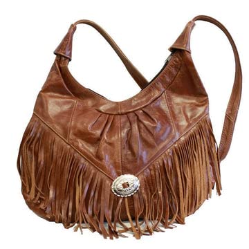 Finstores Women's Designer Leather Fringe Hobo Bag Shoulder Handbags Purse | Brown