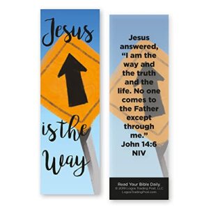 jesus is the way, john 14:6, bulk pack of 25 christian bookmarks for kids, childrens bible verse book markers, sunday school prizes with memory verses, scripture gifts for kids & youth