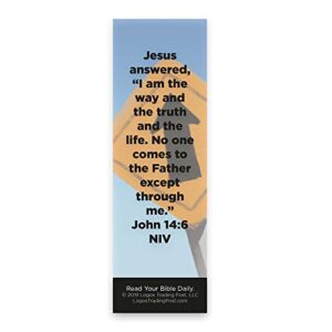 Jesus is The Way, John 14:6, Bulk Pack of 25 Christian Bookmarks for Kids, Childrens Bible Verse Book Markers, Sunday School Prizes with Memory Verses, Scripture Gifts for Kids & Youth