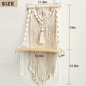 Latysun Macrame Wall Haing Shelves,Macrame Shelves Boho Shelves,Macrame Wall Decor Wall Hanging Plant Hanger,Boho Wall Decor for Bedroom,Bathroom,Living Room (A)