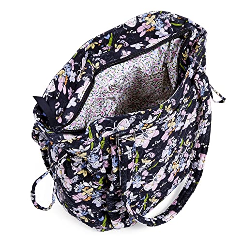 Vera Bradley Women's Cotton Glenna Satchel Purse, Bloom Boom Navy - Recycled Cotton, One Size