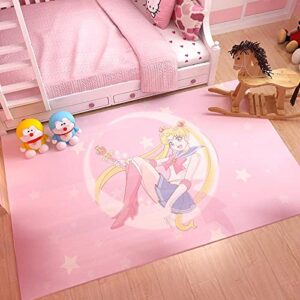 sxygjk sailor moon large area rugs,cute anime cartoon graphic carpet living room bedroom sofa mat,nonslip doormat kitchen bathroom