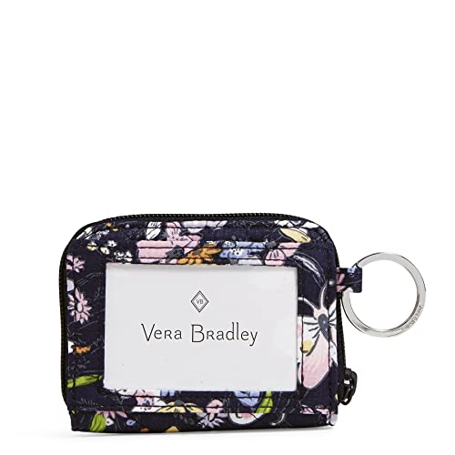 Vera Bradley Women's Cotton Petite Zip-around Wallet With RFID Protection, Bloom Boom Navy - Recycled Cotton, One Size