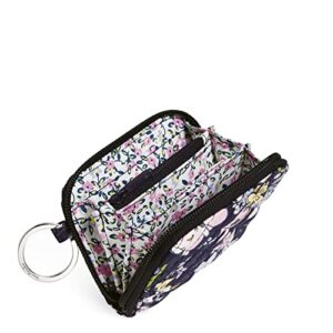 Vera Bradley Women's Cotton Petite Zip-around Wallet With RFID Protection, Bloom Boom Navy - Recycled Cotton, One Size