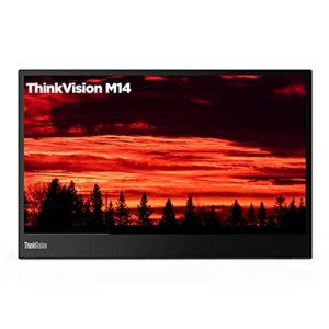 lenovo thinkvision m14 14″ full hd 1920×1080 ips monitor – 300 nit 6ms 2xusb type-c ports widescreen backlit led lcd mobile portable display raven black