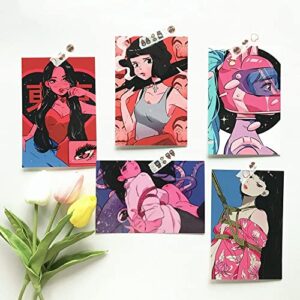 JHTPSLR Wall Collage Kit Aesthetic Pictures Pink Room Decor Y2K Posters for Teen Girls Kawaii Room Decor Japanese Anime Sweet Girls Printed Photos Decorative Postcards Wall Art Decor (32pcs)