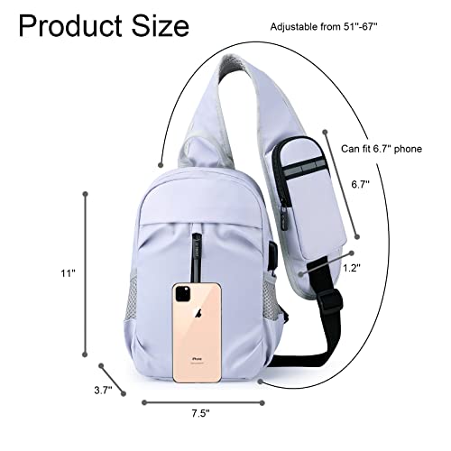 Peicees Men Crossbody Bag Sling Hiking Backpack for Men Women Water-Resistant Chest Shoulder Pack with USB Charging Port