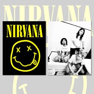 pictures Nirvana Poster - 6 pcs 8 x 10 inches frameless music retro rock home decor band living room aesthetic decor-Aesthetics Male Female Fans, White