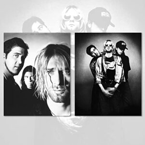 pictures Nirvana Poster - 6 pcs 8 x 10 inches frameless music retro rock home decor band living room aesthetic decor-Aesthetics Male Female Fans, White