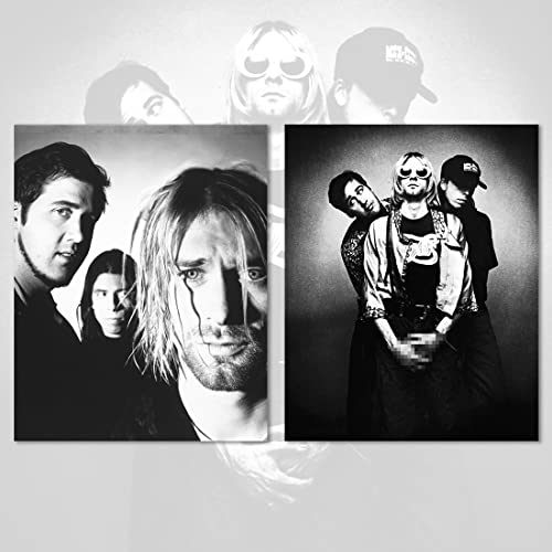 pictures Nirvana Poster - 6 pcs 8 x 10 inches frameless music retro rock home decor band living room aesthetic decor-Aesthetics Male Female Fans, White