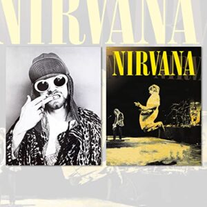 pictures Nirvana Poster - 6 pcs 8 x 10 inches frameless music retro rock home decor band living room aesthetic decor-Aesthetics Male Female Fans, White