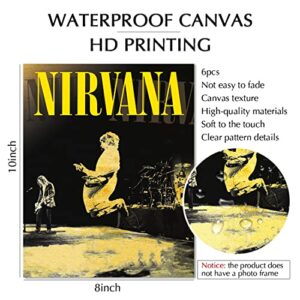 pictures Nirvana Poster - 6 pcs 8 x 10 inches frameless music retro rock home decor band living room aesthetic decor-Aesthetics Male Female Fans, White