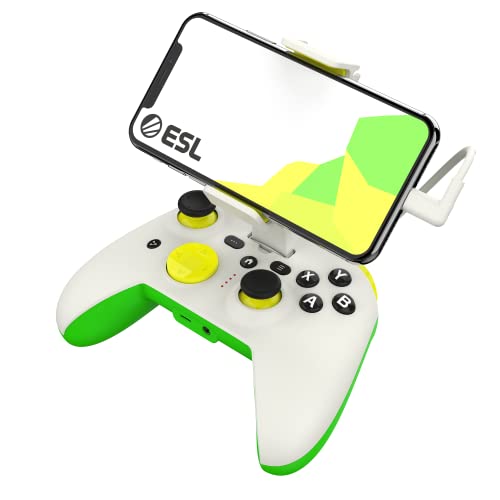 RiotPWR ESL Gaming Controller for iOS iPhone – Wired Gamepad with Triggers, Power Pass Through Charging, D-Pad & Headphone Socket - Handheld Game Console Accessory with ZeroG Mobile Device Holder