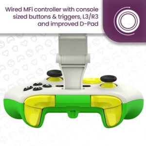 RiotPWR ESL Gaming Controller for iOS iPhone – Wired Gamepad with Triggers, Power Pass Through Charging, D-Pad & Headphone Socket - Handheld Game Console Accessory with ZeroG Mobile Device Holder