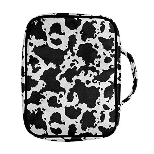 DISNIMO Cow Print Bible Cover Bible Case for Women Girls Large Size Carrying Book Cover Case Church Bag Bible Protective Bag with Handle and Zippered Pocket Kids Study Bible Bag