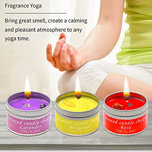 Spiritual Gifts for Women,Chakra Candles with Crystals Inside Set of 7 with Chakra Bracelets.Meditation Candles/Wiccan Gifts /7 Day Candle Incense Ceremony Kit for Healing and Cleansing