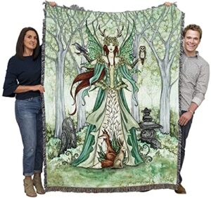 pure country weavers caretaker fairy blanket by amy brown – fantasy gift tapestry throw woven from cotton – made in the usa (72×54)