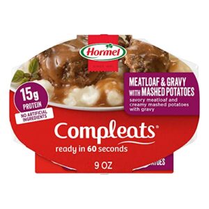 hormel compleats meatloaf & gravy with mashed potatoes microwave tray, 9 oz. (6 pack)