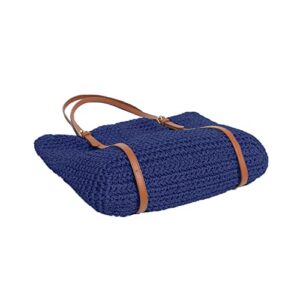 QTKJ Hand-woven Soft Large Straw Shoulder Bag with Boho Straw Handle Tote Retro Summer Beach Bag Rattan Handbag