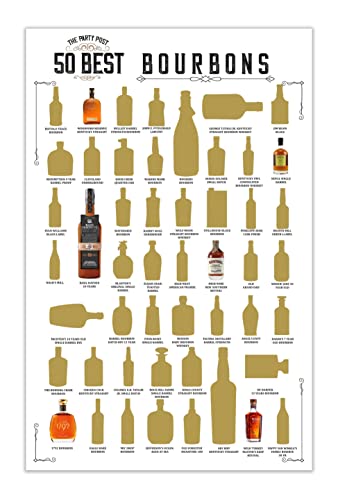 Bourbon Scratch Off Poster - Top 50 Bourbons Bucket List Banner. Home Decoration Wall Sign. Birthday Gift Ideas for Her or Him. Man Cave, Bar & Pub Art Supplies 11x17 In Best 50 Bourbons Sign.