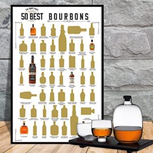 Bourbon Scratch Off Poster - Top 50 Bourbons Bucket List Banner. Home Decoration Wall Sign. Birthday Gift Ideas for Her or Him. Man Cave, Bar & Pub Art Supplies 11x17 In Best 50 Bourbons Sign.