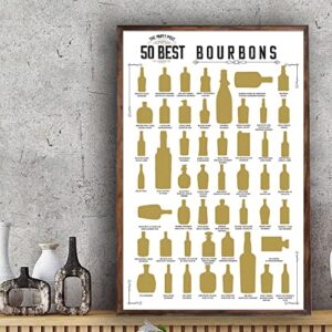 Bourbon Scratch Off Poster - Top 50 Bourbons Bucket List Banner. Home Decoration Wall Sign. Birthday Gift Ideas for Her or Him. Man Cave, Bar & Pub Art Supplies 11x17 In Best 50 Bourbons Sign.