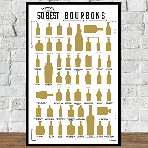 Bourbon Scratch Off Poster - Top 50 Bourbons Bucket List Banner. Home Decoration Wall Sign. Birthday Gift Ideas for Her or Him. Man Cave, Bar & Pub Art Supplies 11x17 In Best 50 Bourbons Sign.