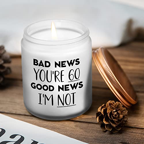 60th Birthday Gifts for Women, Men - Turning 60 Year Old Gift for Her, Him - Funny 60th Bday Gift Ideas for Wife, Husband, Best Friends, Birthday Present for Mom, Dad - Lavender Scented Candles