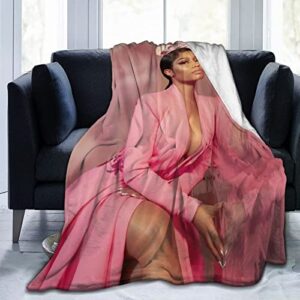 wjikan nicki rapper minaj super soft micro fleece blanket home decoration warm flannel blanket 50 inch x40 inch , black