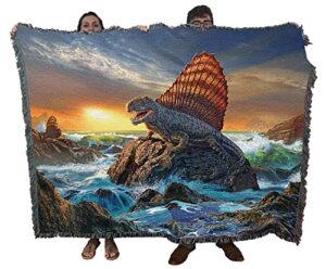 pure country weavers dimetrodon blanket by jerry lofaro – dinasour prehistoric gift tapestry throw woven from cotton – made in the usa (72×54)