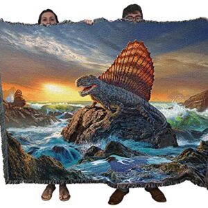 Pure Country Weavers Dimetrodon Blanket by Jerry LoFaro - Dinasour Prehistoric Gift Tapestry Throw Woven from Cotton - Made in The USA (72x54)