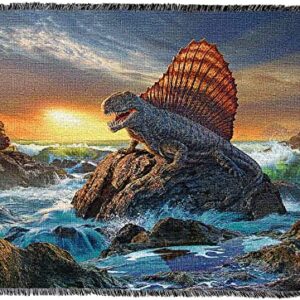 Pure Country Weavers Dimetrodon Blanket by Jerry LoFaro - Dinasour Prehistoric Gift Tapestry Throw Woven from Cotton - Made in The USA (72x54)