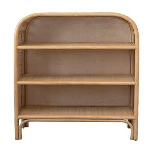 creative co-op handmade rattan curved top and 3 shelves shelf, 35″ l x 16″ w x 32″ h, natural