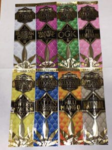 billionaire hemp wraps variety pack (16 wraps) 8 packs one each flavor; ogk natural ballin’ blueberry milli mango majestic grape sweet stacks pink lemonade russian cream