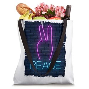 90s Peace Love Hand Sign Peace Tote Bag