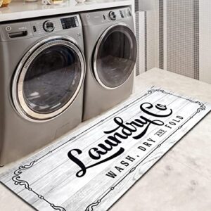 earthall laundry room rug runner light 20″x59″ non slip waterproof laundry mat for laundry room decor washable floor carpet for laundry room, mudroom, kitchen, washroom