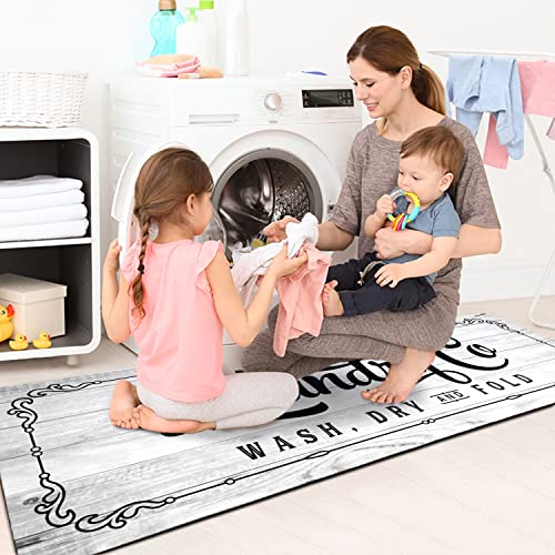 EARTHALL Laundry Room Rug Runner Light 20"x59" Non Slip Waterproof Laundry Mat for Laundry Room Decor Washable Floor Carpet for Laundry Room, Mudroom, Kitchen, Washroom