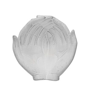 creative co-op stoneware hands, reactive glaze bowl, 5″ l x 5″ w x 2″ h, white