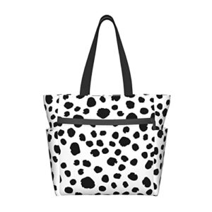 suzpngi black dot casual tote bag multi-functional shoulder bag for gym work travel shopping