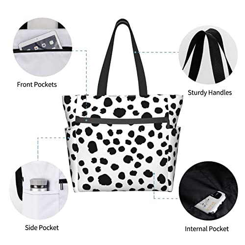 suzpngi Black Dot Casual Tote Bag Multi-functional Shoulder Bag for Gym Work Travel Shopping