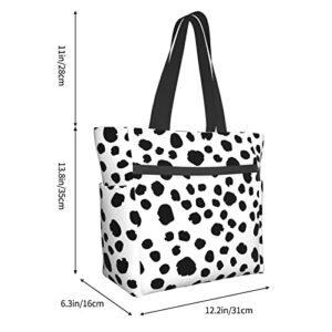 suzpngi Black Dot Casual Tote Bag Multi-functional Shoulder Bag for Gym Work Travel Shopping