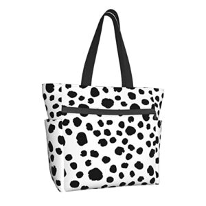 suzpngi Black Dot Casual Tote Bag Multi-functional Shoulder Bag for Gym Work Travel Shopping