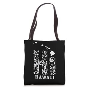 hawaii hi hawaiian islands map surf surfer hilo maui tote bag