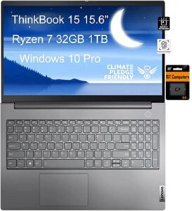 lenovo thinkbook 15 gen 3 acl 15.6″ fhd (amd 8-core ryzen 7 5700u (beat i7-1165g7), 32gb ram, 1tb pcie ssd) business laptop, backlit kb, fingerprint, webcam, ist sd card, win 10 pro/win 11 pro